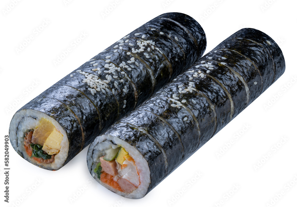 Korean Seaweed Rice Rolls or Kimbap Korean dish made from cooked rice ...