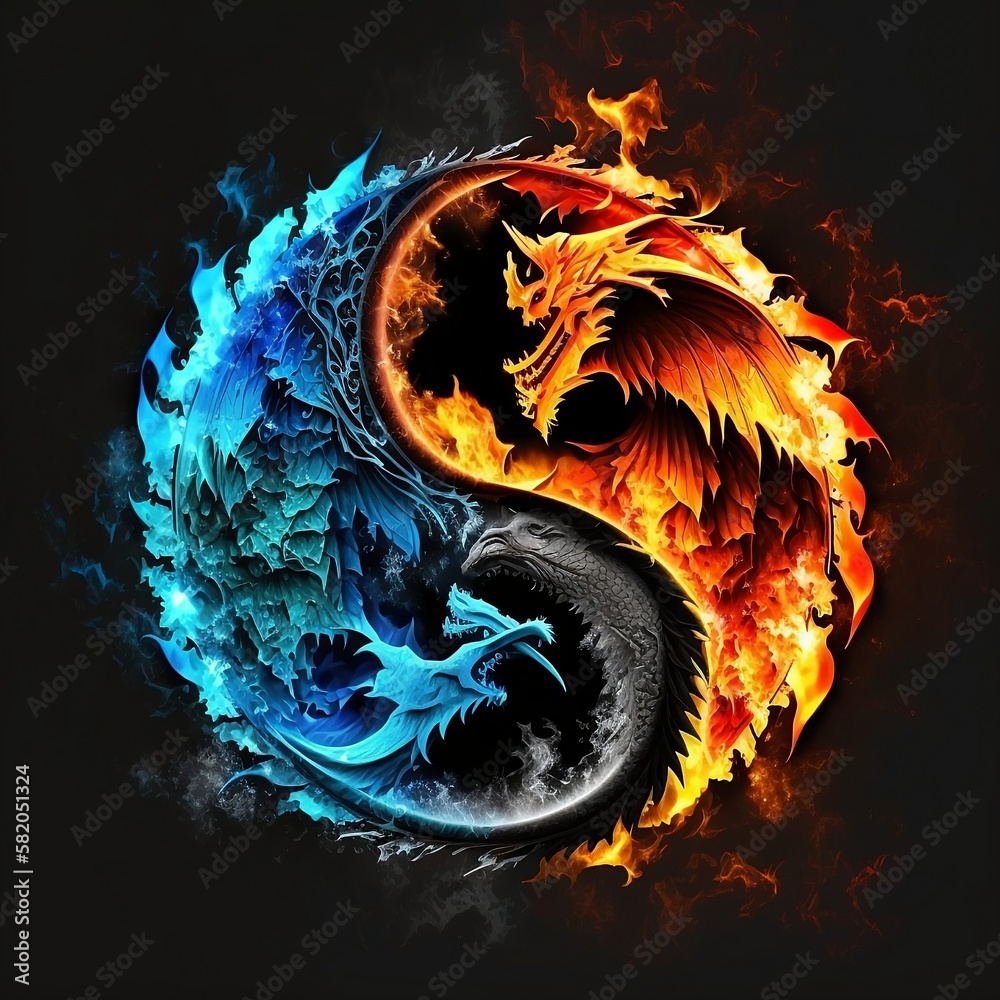 Yin And Yang Dragon Stock Illustration Adobe Stock