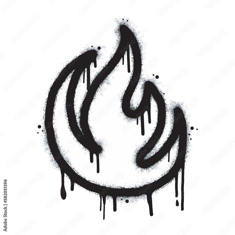 Spray Painted Graffiti Fire flame icon Sprayed isolated with a white ...