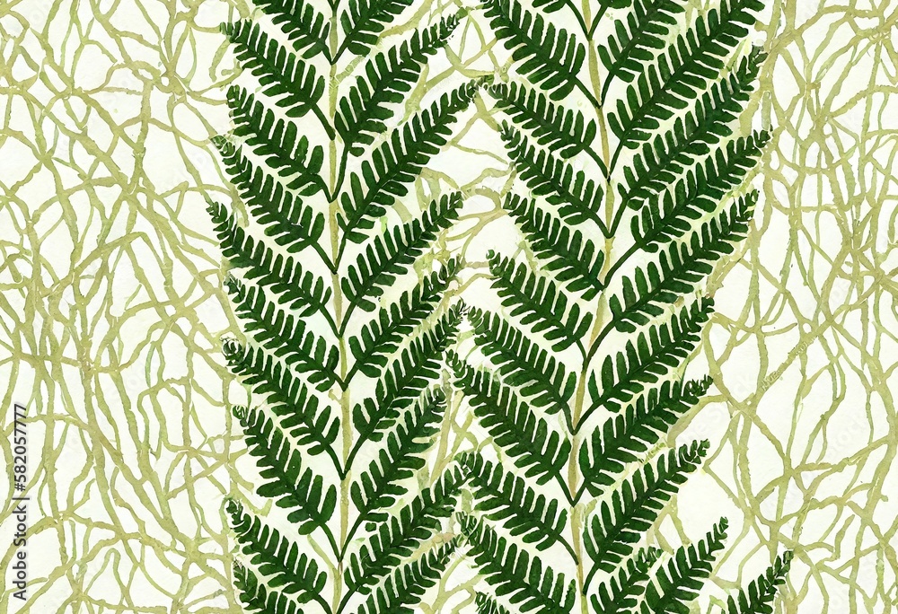 fern plant, beautiful, detailed drawing, watercolor background, layout ...