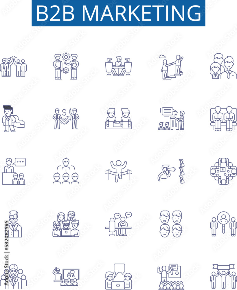 B2b marketing line icons signs set. Design collection of BB, Marketing ...