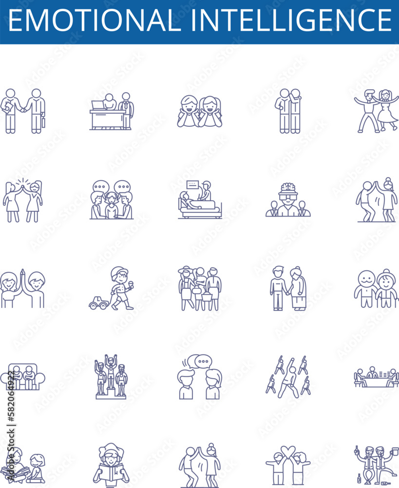 Emotional intelligence line icons signs set. Design collection of ...