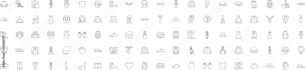 Fashion industry line icons signs set. Design collection of Fashion ...
