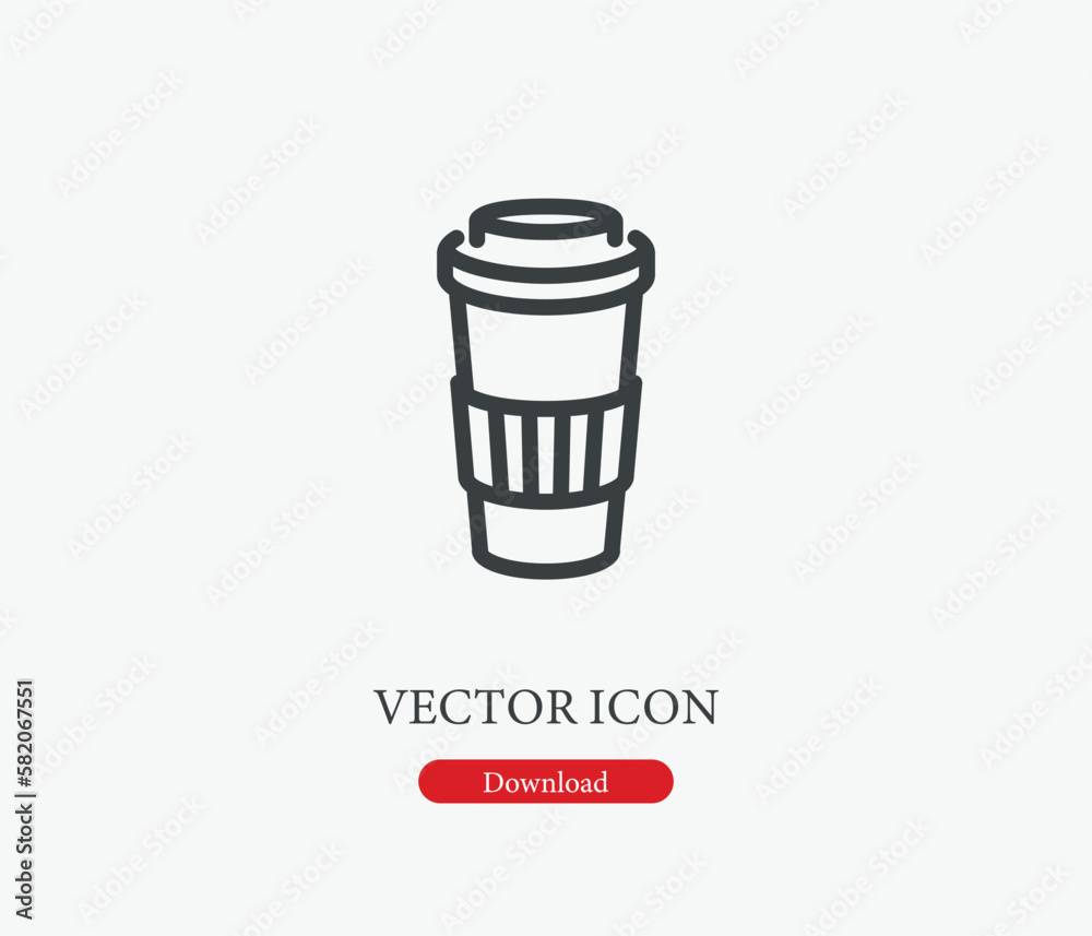 Paper cup vector icon. Editable stroke. Symbol in Line Art Style for ...