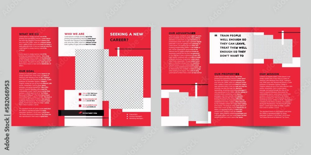 Recruitment Firm trifold brochure template. A clean, modern, and high ...