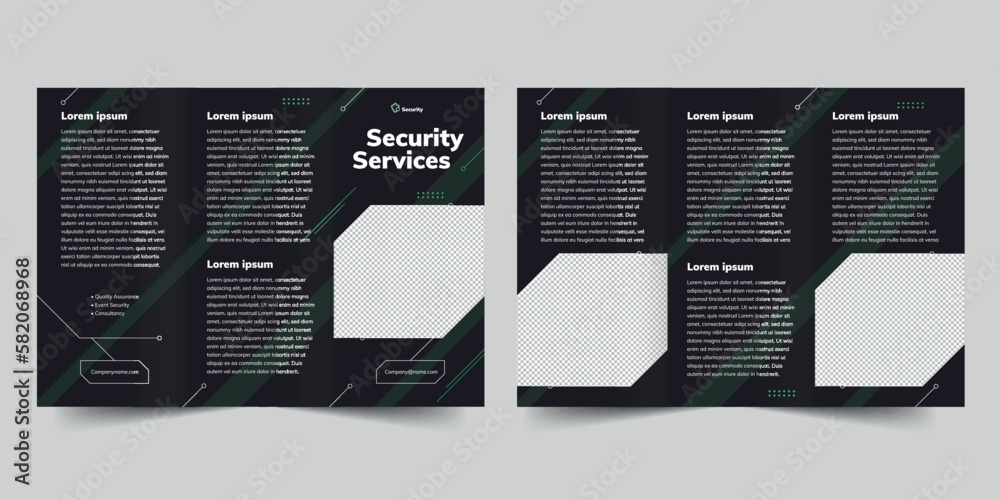 Security Guard Services trifold brochure template. A clean, modern, and ...