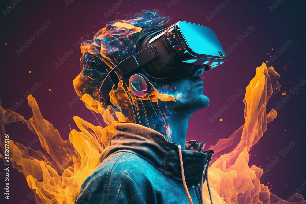 Ilustração do Stock: Virtual reality technology vr headset metaverse ...