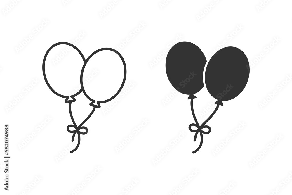 balloons icons set isolated on white background from birthday party ...
