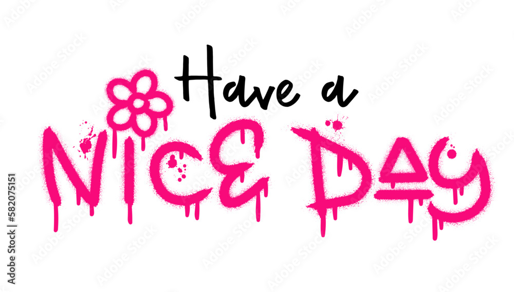 Have a nice day text with splash effect and drops. Urban street ...