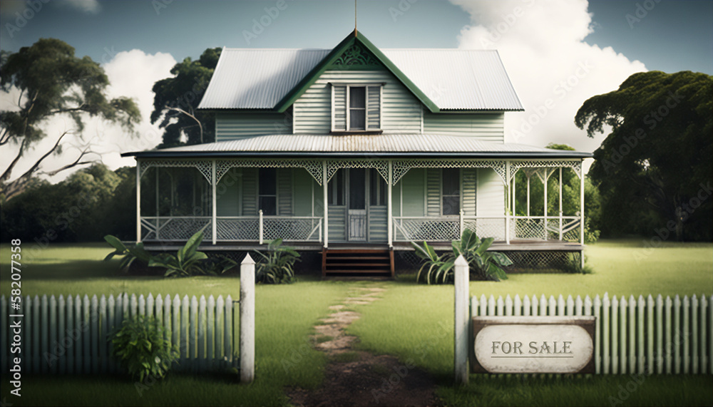 Typical Australian house in the countryside for sale. Generative AI ...