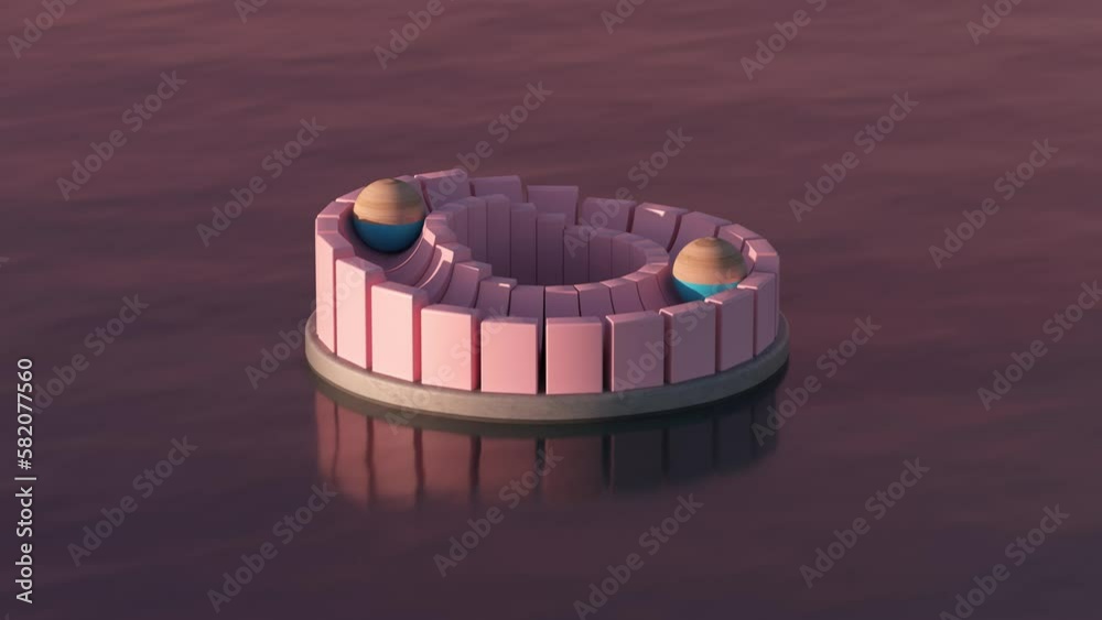 4K Video animation. Animated looped background of two balls rotating on ...