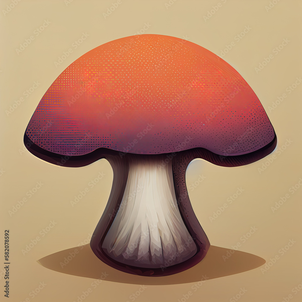Stylized cartoon mushroom. Single simple mushroom. Flat illustration ...