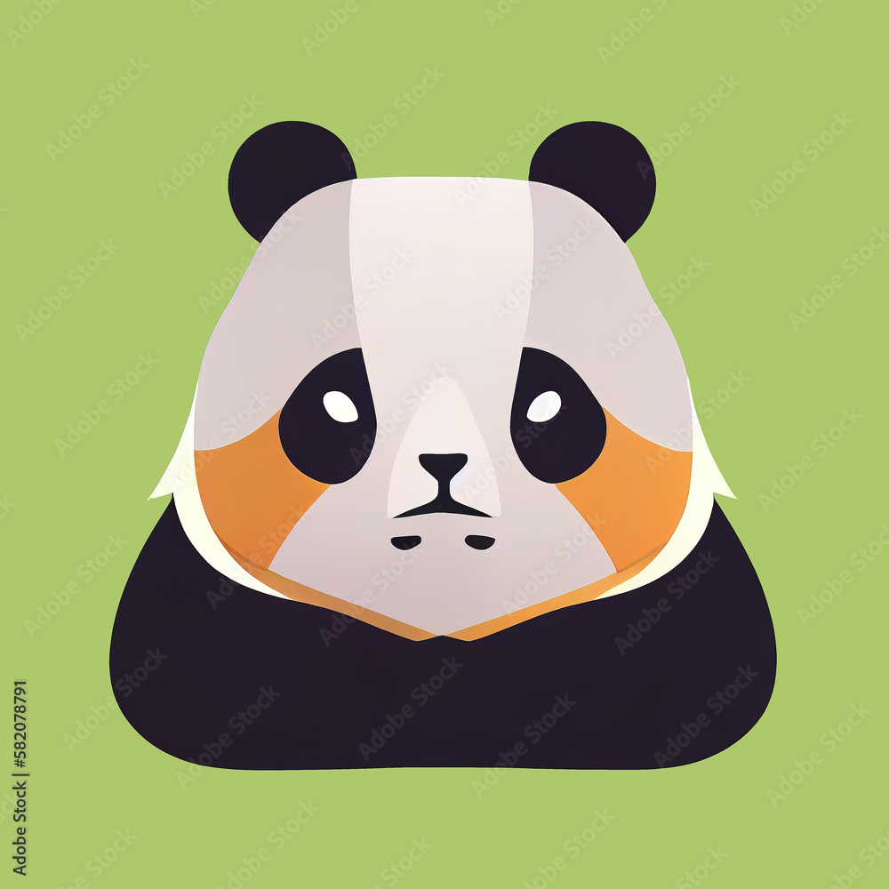 Muzzle panda avatar. Stylized portrait of a panda bear. Simple panda ...