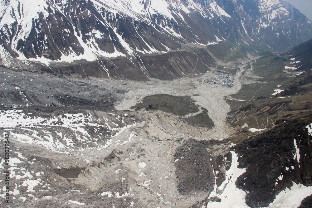 Aerial view of Kedarnath region after disaster in 2013. In June 2013, a ...