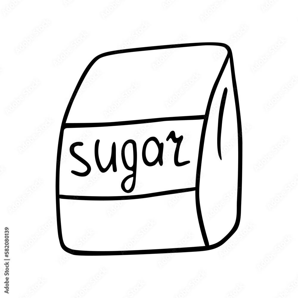 Sugar pack doodle, cooking nutrient. Hand-drawn nutritious sweet tea ...