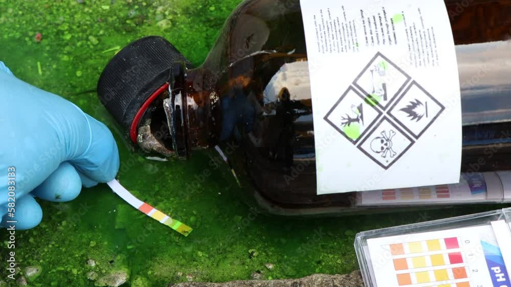 Chemicals from industry or laboratory leak on the floor and damage the environment Stock ビデオ ...