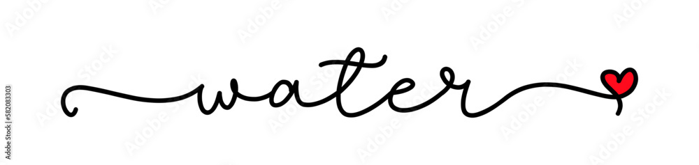 Water love. Vector logo word. Design for poster, flyer, banner, menu ...