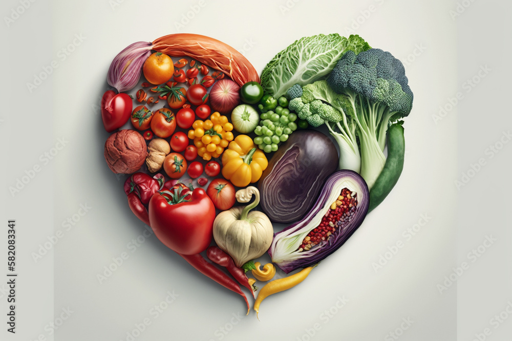 ภาพประกอบสต็อก Vegetables in a Heart Shape. Heart shaped healthy ...