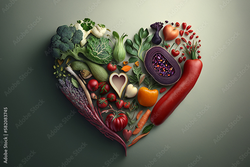 Vegetables in a Heart Shape. Heart shaped healthy vegetables ...