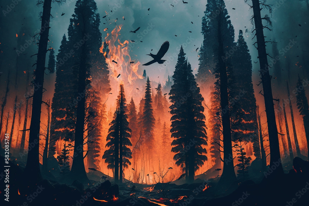 Burnt Forest At Night