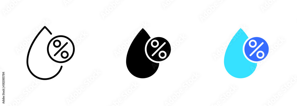 Vetor de An icon of a water drop with a percentage symbol inside it ...