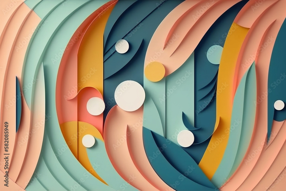 Pastel papercut texture with colorful cut and floral elements ...