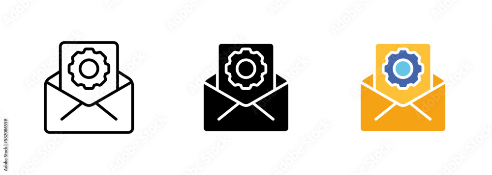 An envelope icon with a gear icon, indicating a settings or options ...