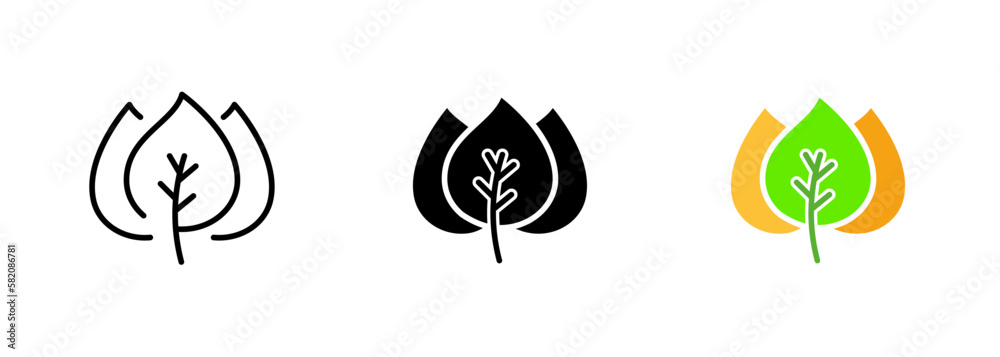 Three green leaves, arranged in a symmetrical pattern, with visible ...