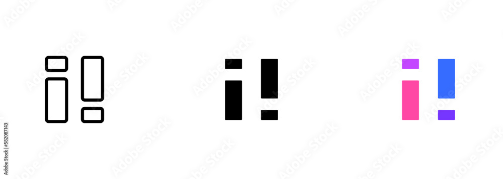 Symbol for an exclamation mark, typically displayed as a red triangle ...