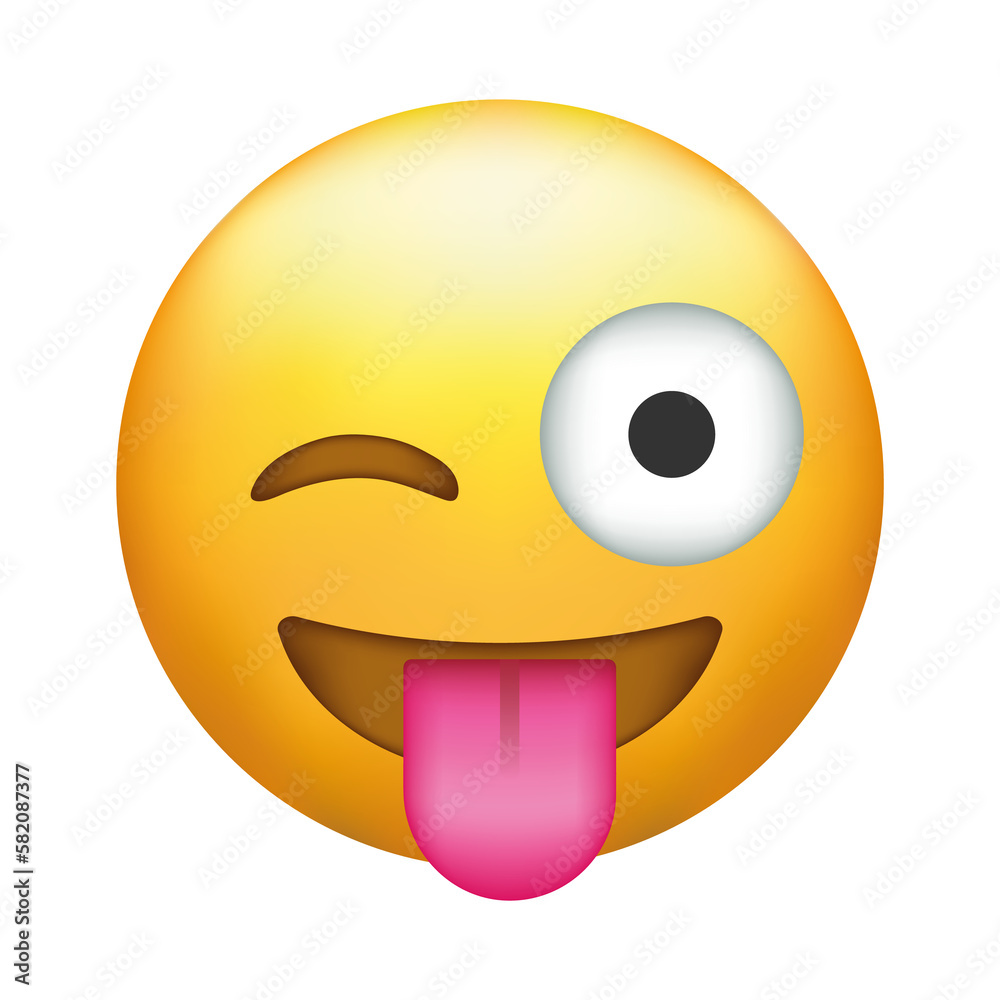 Winking emoji with tongue. Crazy emoticon with stuck-out tongue and ...