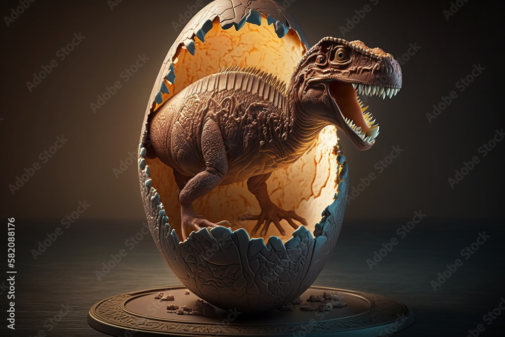 Baby Dinosaur Nesting out of an Egg. Dinosaur coming out of an egg ...
