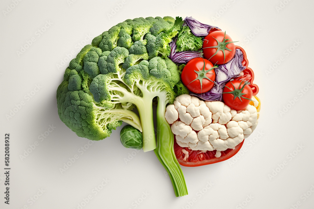 A brain made of Veggies. Vegetables in a shape of a human brain ...