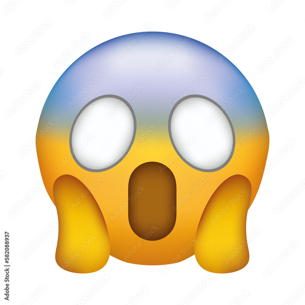 Screaming in fear emoji. Horror and fright emoticon. Yellow face with ...