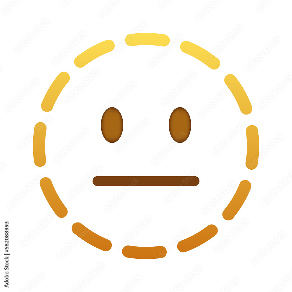 Dotted line expressionless Smiley Emoticon Face line icon Stock ...