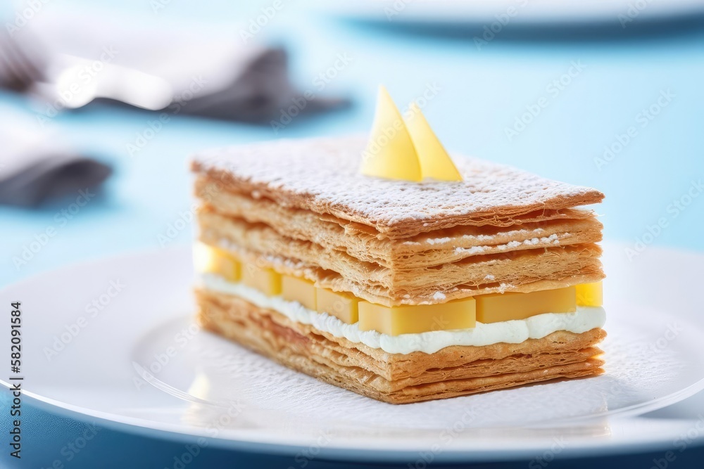 Decadent Mille-Feuille, Arrangement Showcasing Delicate Layers of Puff ...