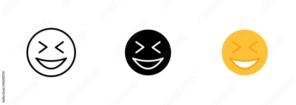 The laughing face emoji, which is yellow in color, shows a face with ...