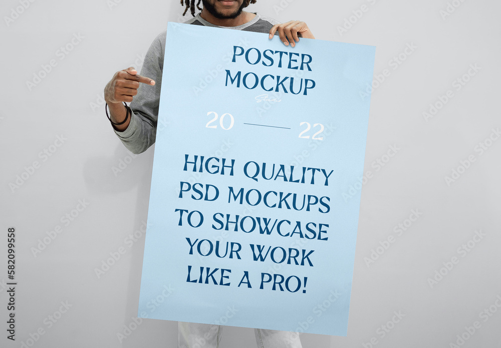 Huge Poster with Men Mockup Stock Template | Adobe Stock