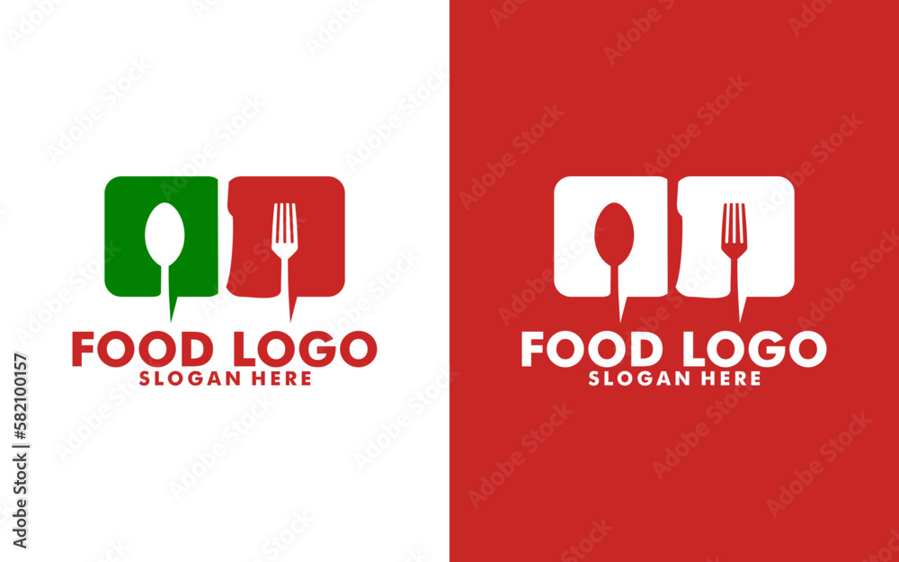 food logo, food talk or online food logo design template vector Stock ...