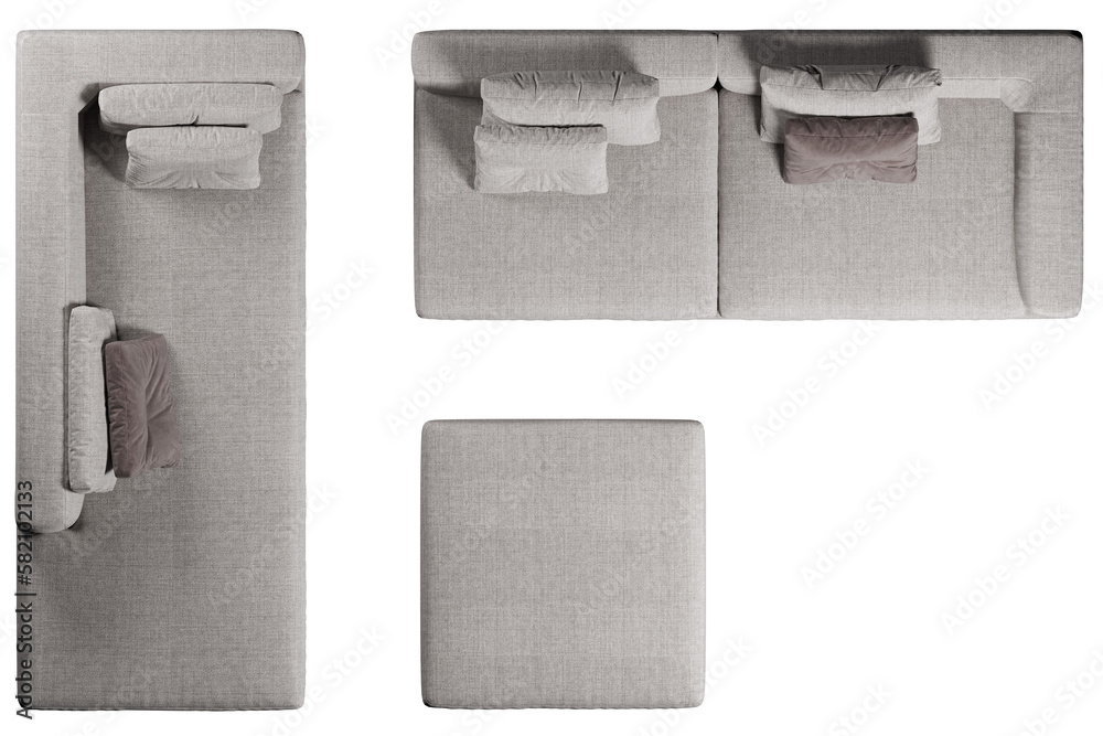 Top view of modular sofa with cushions foto de Stock | Adobe Stock