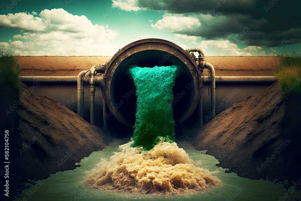 discharge of sewage and breakthrough of a pipeline with toxic waste ...
