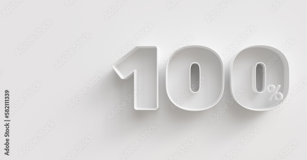 White 3d 100 (hundred) percent on white background. For advertising ...