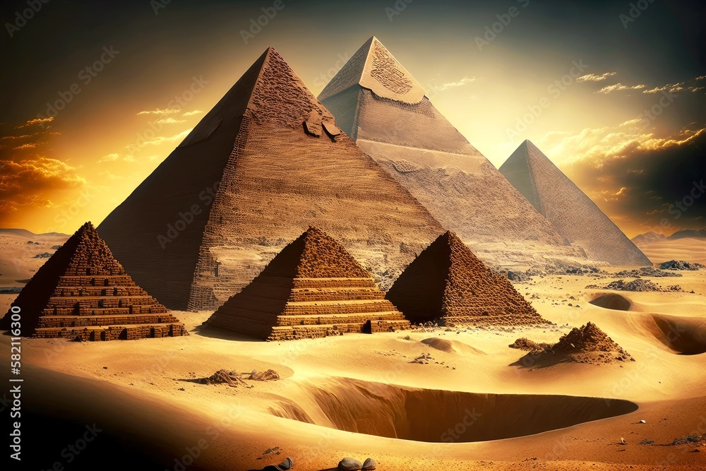 egyptian pyramids as monument of ancient art and architecture, created ...