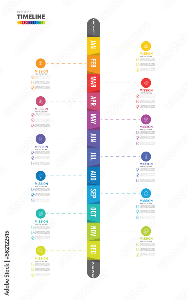 infographic Project timeline graph for 12 months modern diagram ...