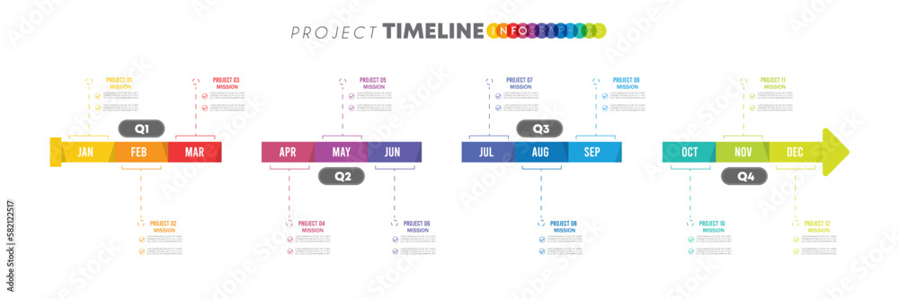 infographic Project timeline graph for 12 months modern diagram ...