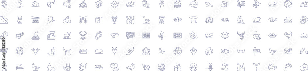 Meat line icons signs set. Design collection of Pork, Beef, Mutton ...