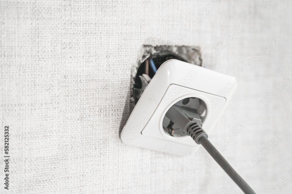 Dangerous bad,broken socket,plug in bathroom,falling out of wall ...