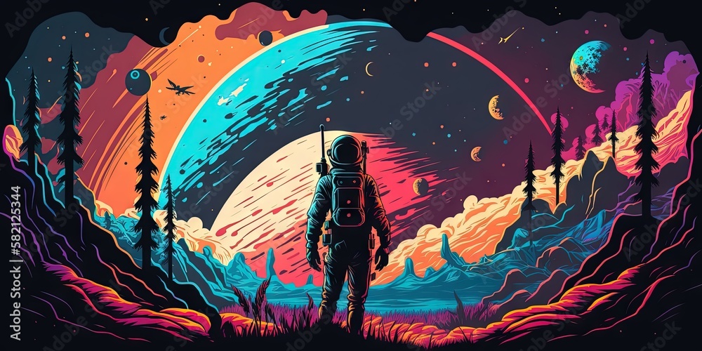 Colorful and futuristic vector landscape design with an abstract ...