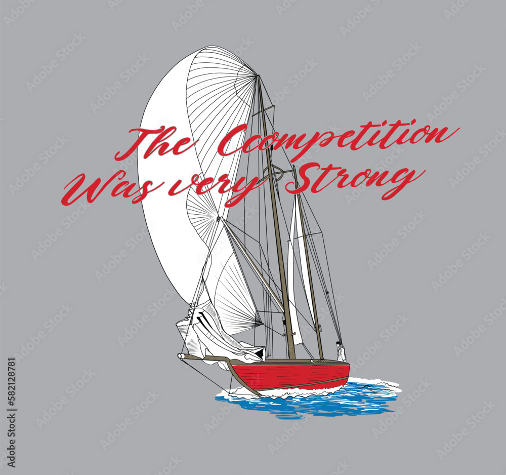 Nautical design. sketch sail graphic design. Can be used as t shirt ...