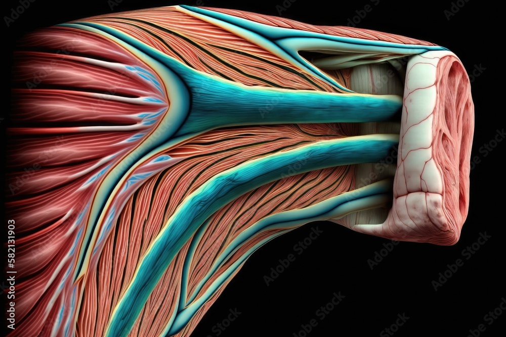 fibers and cells in large velus muscles muscle fibers of arm, created ...