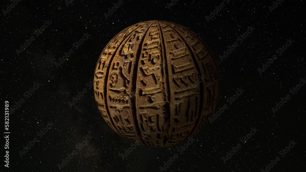 Ancient egypt hieroglyphics carving as planet in space, ancient ...